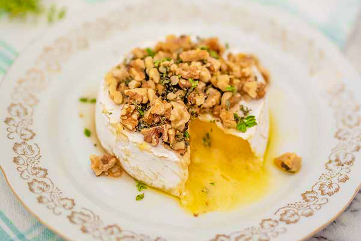 The Best Baked Brie Cheese with Maple Syrup & Walnuts