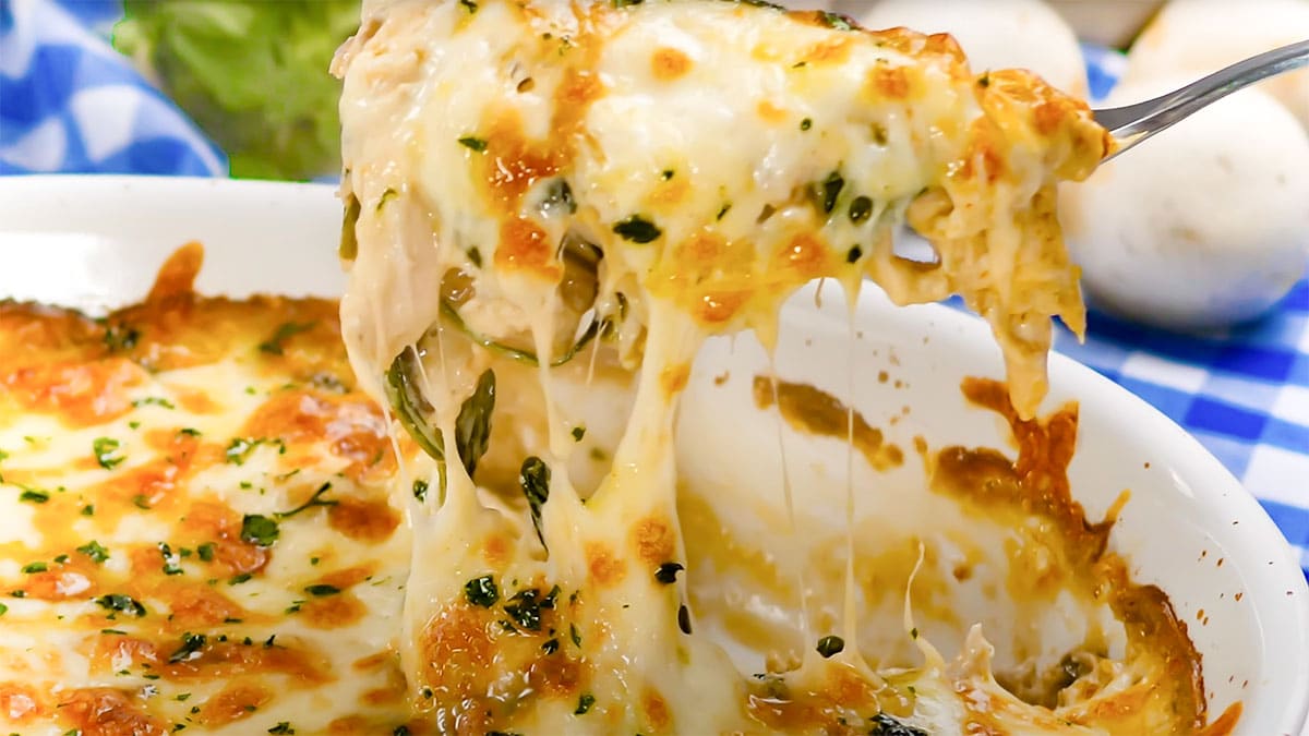 The Best Keto Chicken, Mushroom, Spinach & Cheese Casserole